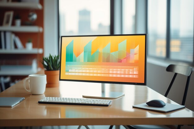 Premium Photo | Efficiency Redefined Modern Desk with Monitor Display Premium Photo | Efficiency Redefined Modern Desk with Monitor Display