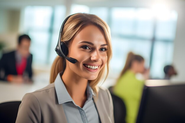 Premium AI Image | Efficient Communication Receptionist Handling Phone Call Premium AI Image | Efficient Communication Receptionist Handling Phone Call