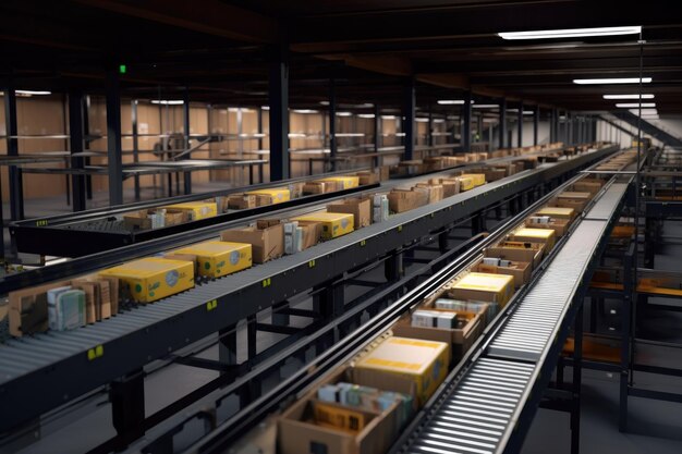 Premium AI Image | Efficient parcel sorting conveyor belt system ... Premium AI Image | Efficient parcel sorting conveyor belt system ...