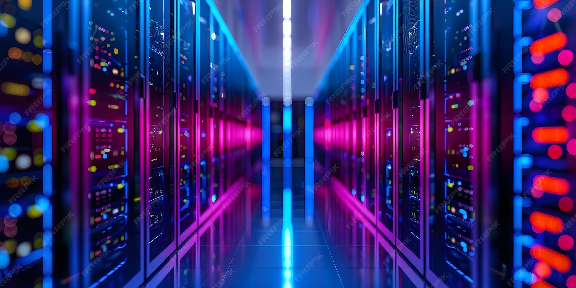 Efficient Server Racks In A Data Center Housing Powerful Supercomputers Concept Data Center