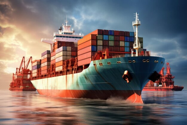 Premium AI Image | Efficient Transport ship Export vessel terminal ... Premium AI Image | Efficient Transport ship Export vessel terminal ...