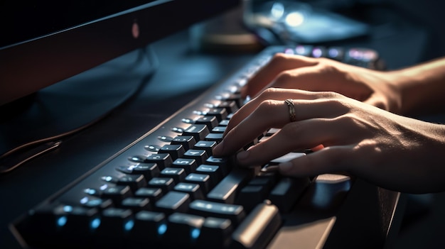 Premium Ai Image Efficient Typing On Keyboard With Hands Generative Ai