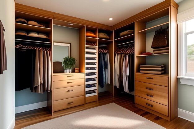 Premium AI Image | Efficient Walkin Closet Design Premium AI Image | Efficient Walkin Closet Design