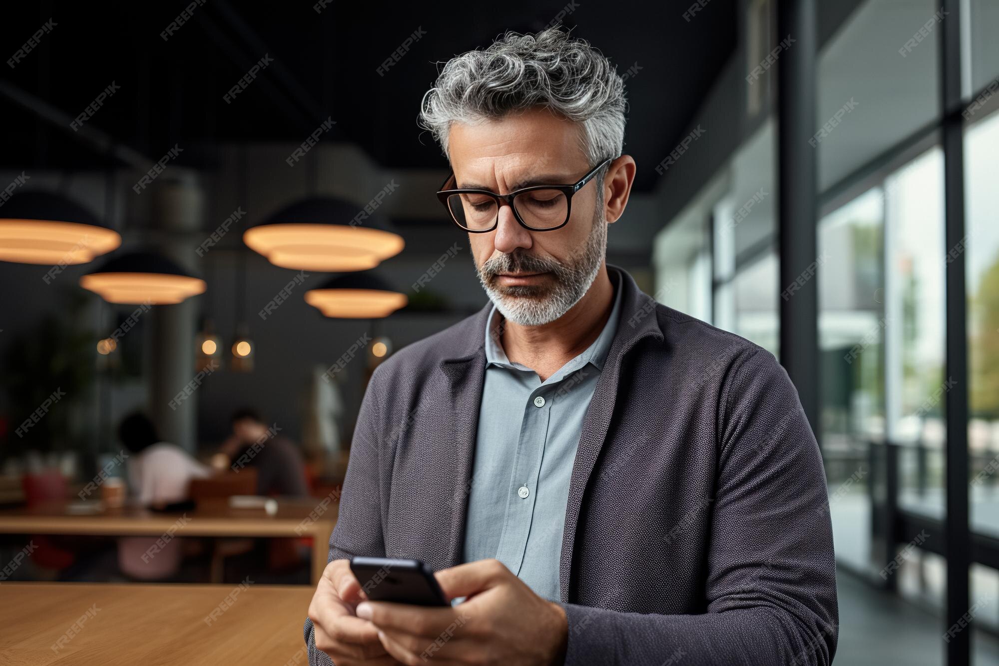 Premium Photo Elderly Man Confused With Smartphone Symbolizing Tech