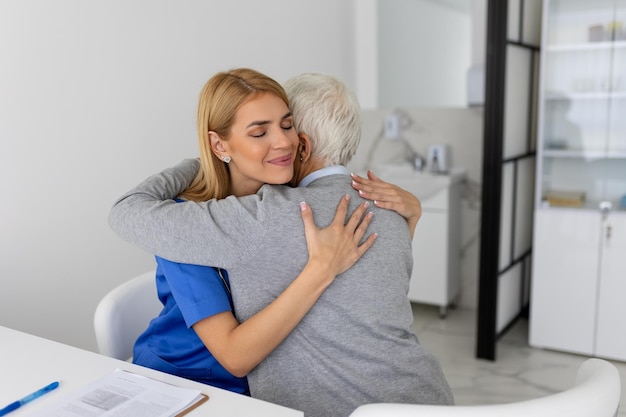 Premium Photo The Elderly Woman Enjoys An Embrace From Her Favorite