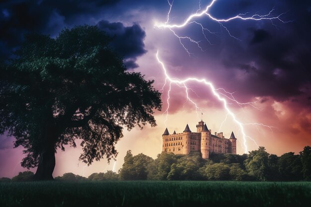 Premium Photo | Electrifying Castle Struck by Lightning Premium Photo | Electrifying Castle Struck by Lightning