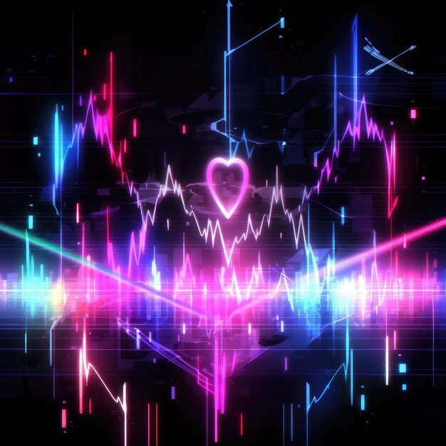 Premium AI Image | electronic led cyber valentine pulse background Premium AI Image | electronic led cyber valentine pulse background
