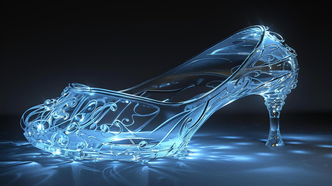 Premium Photo Elegant Glass Slipper With Patterns Cinderellas Shoe 3d
