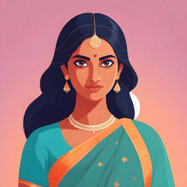 Premium Photo Elegant Indian Woman Adorned In Traditional Saree Clip Art