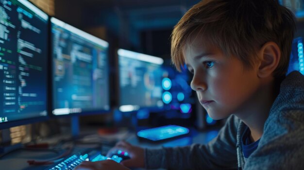 Premium Photo | In an elementary school computer science class a smart ...