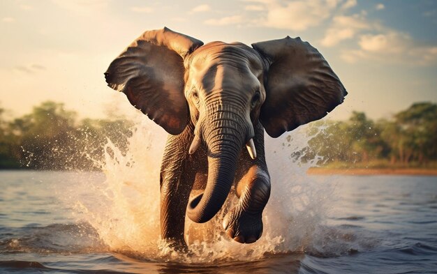 Premium AI Image | Elephant Diving into Water Generative AI Premium AI Image | Elephant Diving into Water Generative AI