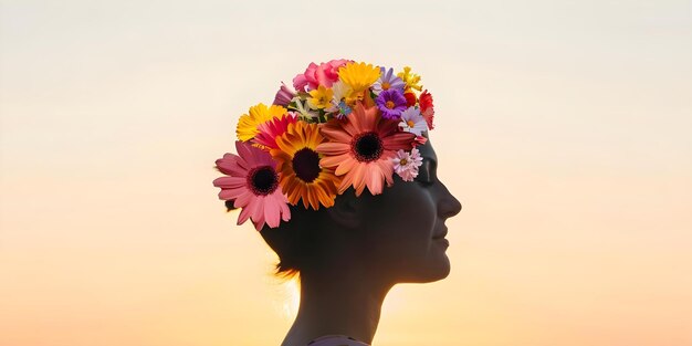 Premium Photo | Embracing Mental Health Human head silhouette adorned ... Premium Photo | Embracing Mental Health Human head silhouette adorned ...