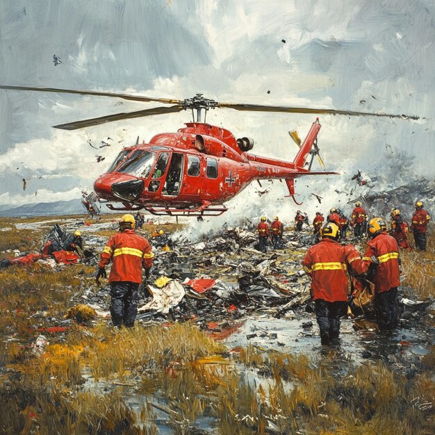 Emergency responders at the scene of a helicopter crash4 | Premium AI ... Emergency responders at the scene of a helicopter crash4 | Premium AI ...