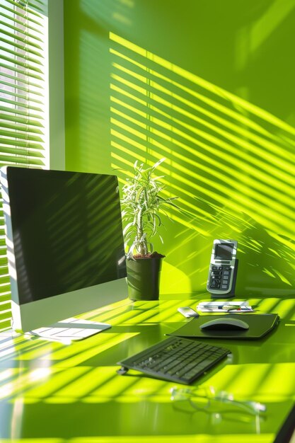 Premium Photo | Empty green office Generative AI Premium Photo | Empty green office Generative AI