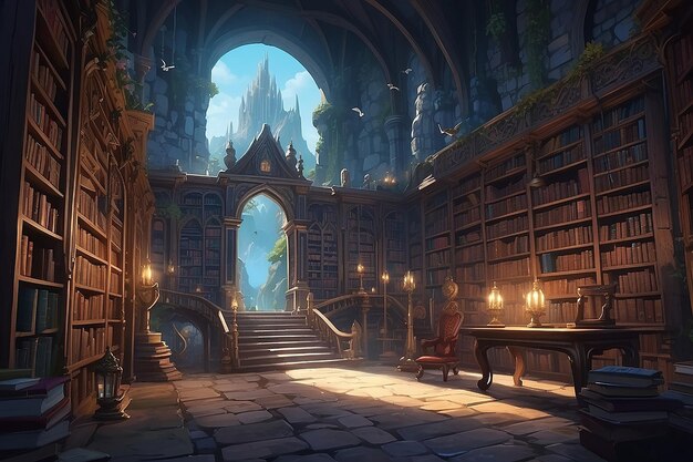 Premium Photo | Enchanting Mountain Library Towering Bookshelves ... Premium Photo | Enchanting Mountain Library Towering Bookshelves ...