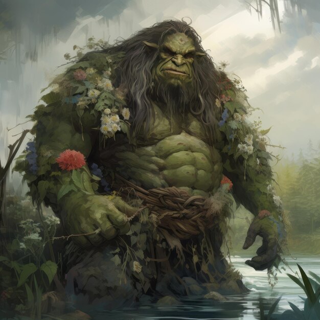 Premium AI Image | The Enchanting Oasis A Majestic Green Ogre Dancing ... Premium AI Image | The Enchanting Oasis A Majestic Green Ogre Dancing ...