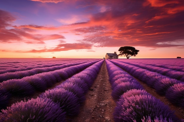 Premium AI Image | Endless Lavender Fields Generative AI Premium AI Image | Endless Lavender Fields Generative AI