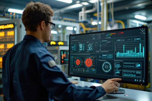 Premium Photo | Engineer monitoring a sophisticated AI dashboard on ... Premium Photo | Engineer monitoring a sophisticated AI dashboard on ...