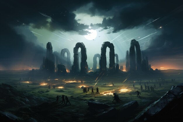 Premium AI Image | Enigmatic Stonehenge at Dawn Generative AI Premium AI Image | Enigmatic Stonehenge at Dawn Generative AI