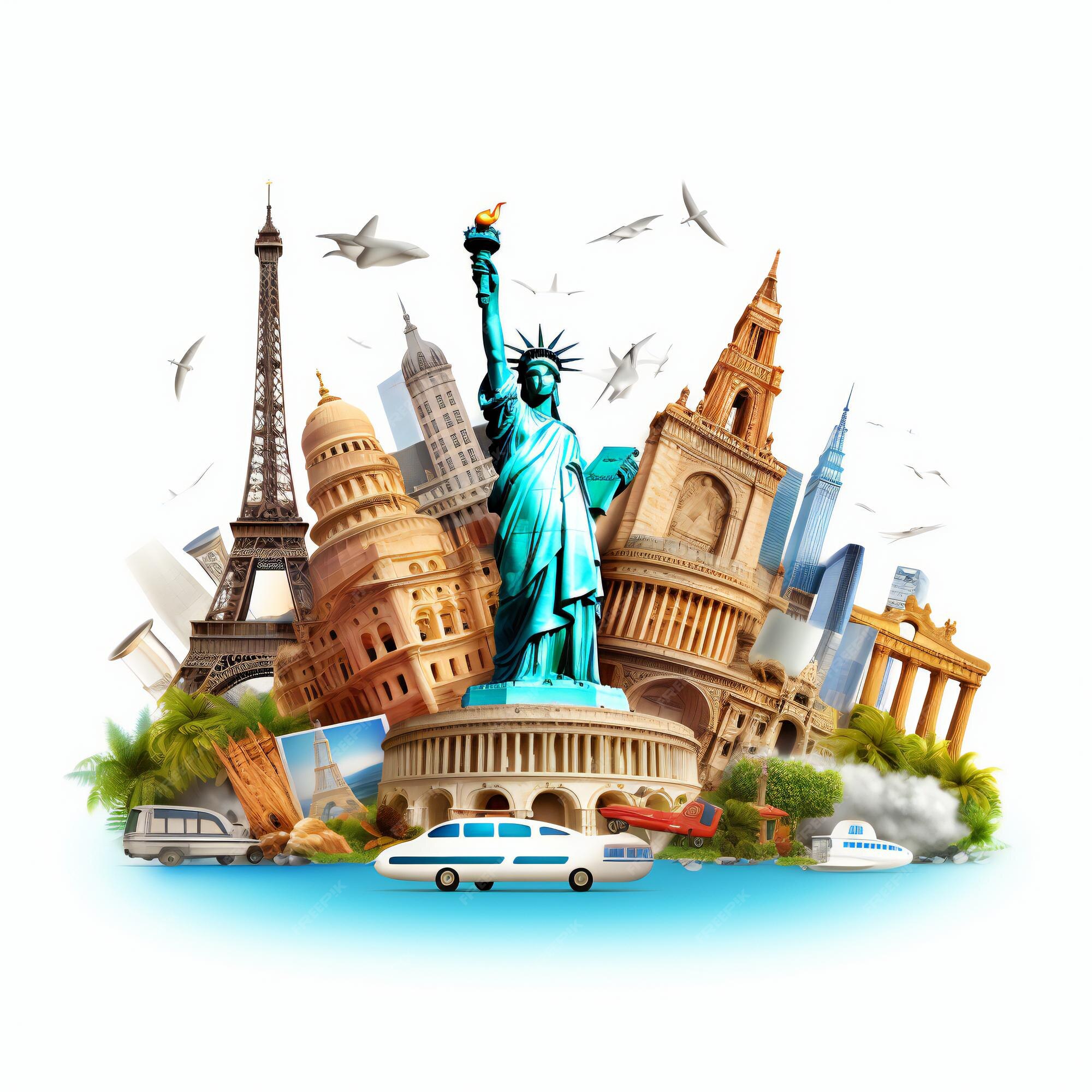 Premium Photo | Exploring the Wonders of the World A Tourism Showcase Premium Photo | Exploring the Wonders of the World A Tourism Showcase