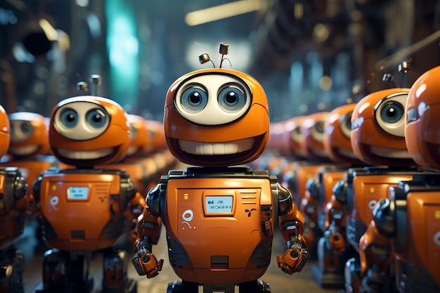 Premium AI Image | Exploring the World of 3D Funny Robots Premium AI Image | Exploring the World of 3D Funny Robots