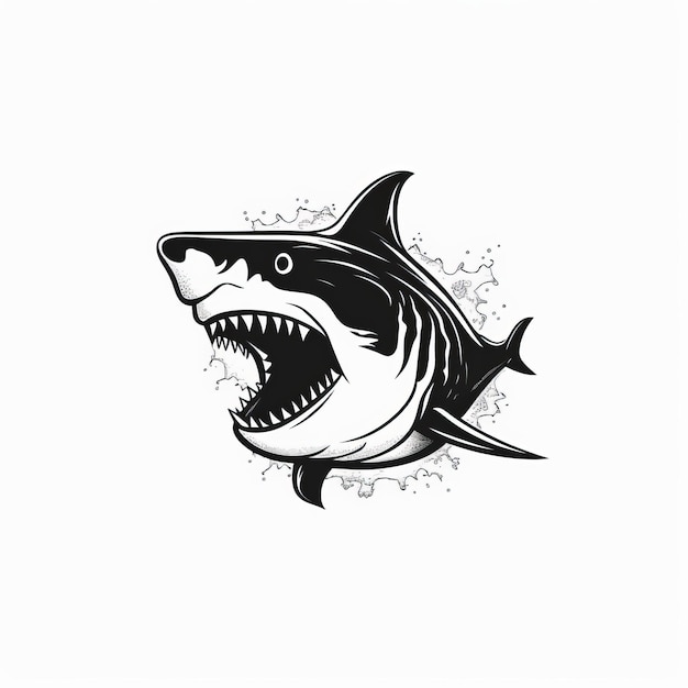 Premium Photo | Explosive Wildlife Black And White Shark Icon Premium Photo | Explosive Wildlife Black And White Shark Icon
