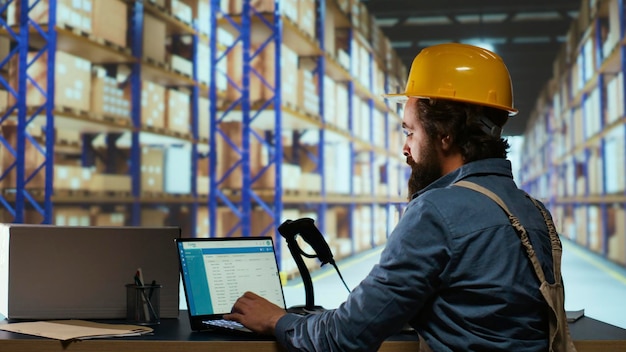 Premium Photo | Export manager creating invoice with barcode scanner at pc Premium Photo | Export manager creating invoice with barcode scanner at pc