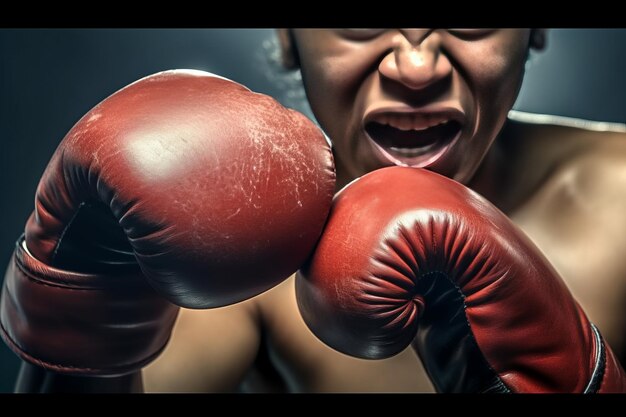 Premium AI Image | Extremely powerful punch on the boxing ring Premium AI Image | Extremely powerful punch on the boxing ring