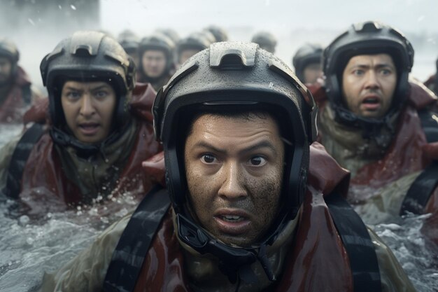 Premium Photo | Faces of coastal residents during a tsunami Generative ai Premium Photo | Faces of coastal residents during a tsunami Generative ai