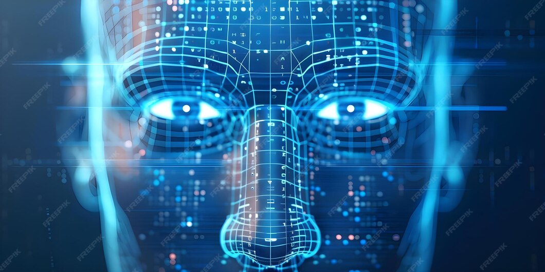 Premium Photo | Facial recognition algorithm featuring realtime data ...