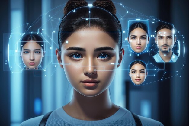Premium Photo Facial Recognition Technology Scan And Detect People