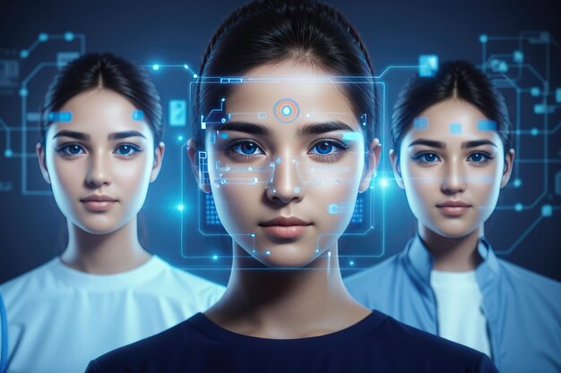 Premium Photo | Facial recognition technology scan and detect people ... Premium Photo | Facial recognition technology scan and detect people ...
