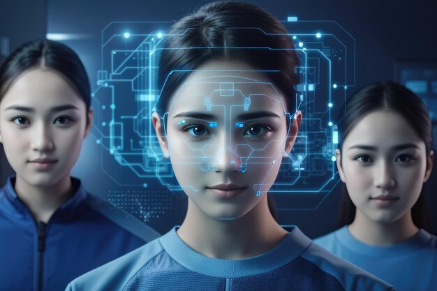 Premium Photo Facial Recognition Technology Scan And Detect People
