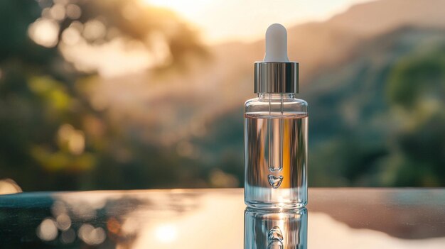 Facial Serum Bottle with Dropper on Reflective Surface | Premium AI ... Facial Serum Bottle with Dropper on Reflective Surface | Premium AI ...