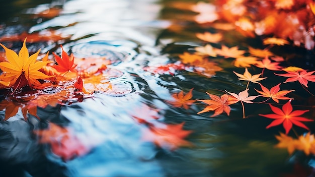 Premium AI Image | Falling Leaves Afloat Premium AI Image | Falling Leaves Afloat