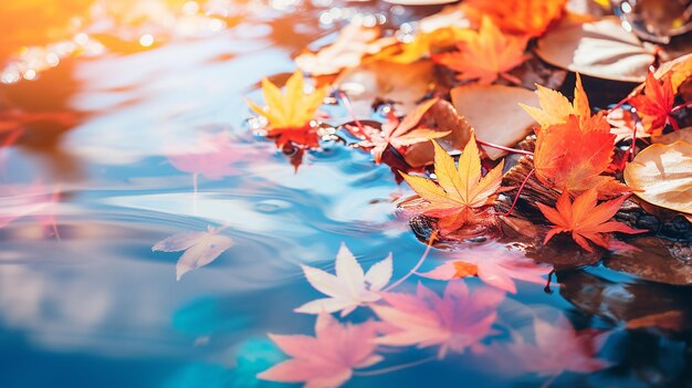 Premium AI Image | Falling Leaves Afloat Premium AI Image | Falling Leaves Afloat