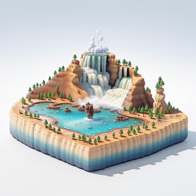 Premium Ai Image Famouse Location Isometric Scene Miniature Diaroma Art Side View