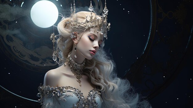 Premium AI Image | Fantasy moon girl AI generation Premium AI Image | Fantasy moon girl AI generation