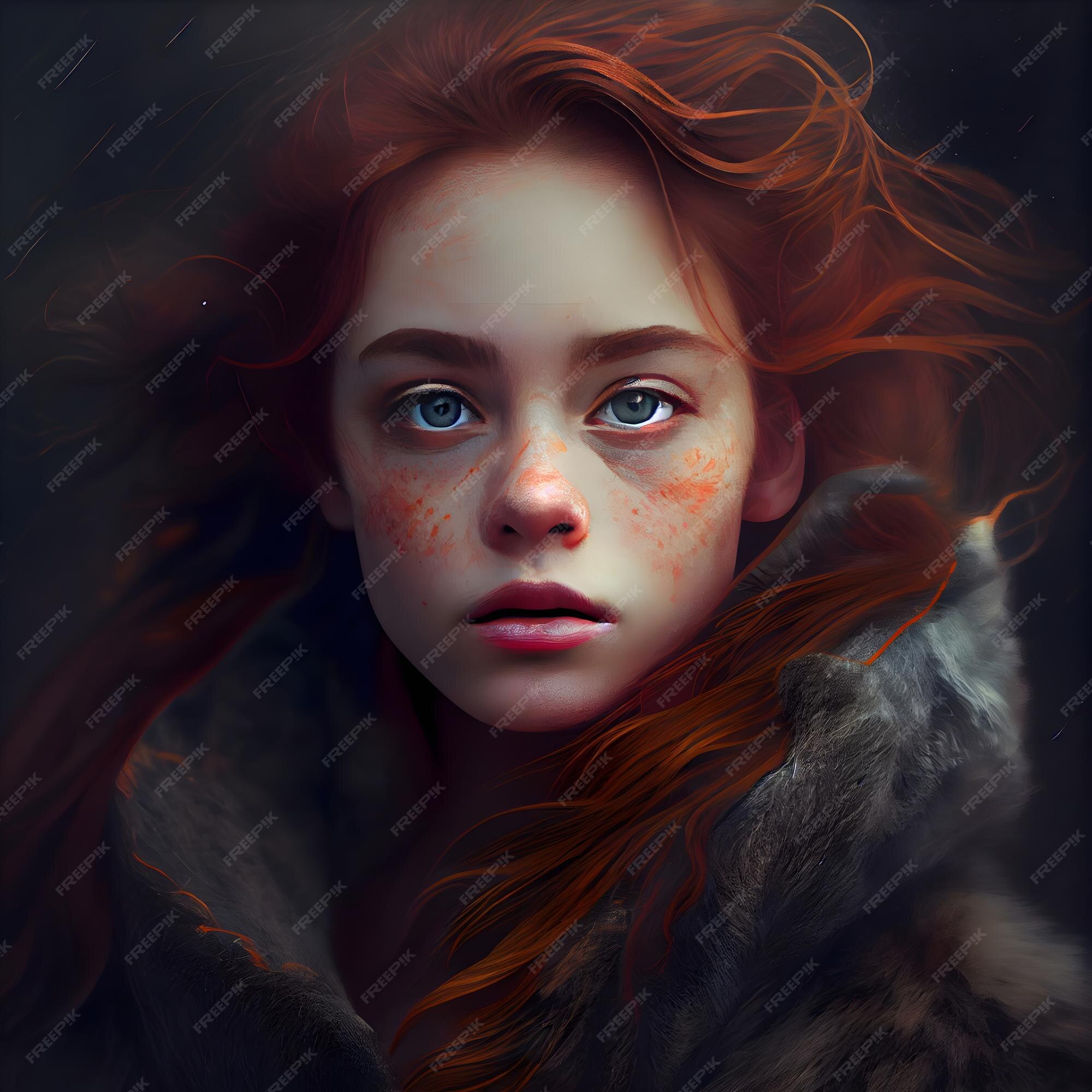 Premium Photo Fantasy Portrait Of A Beautiful Redhaired Girl In A Fur Coat