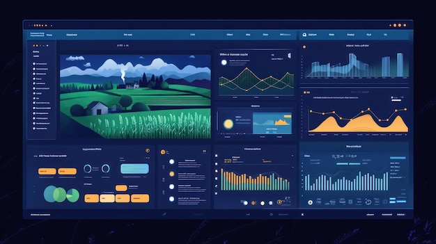 A farm management system dashboard displaying detailed analytics on ... A farm management system dashboard displaying detailed analytics on ...