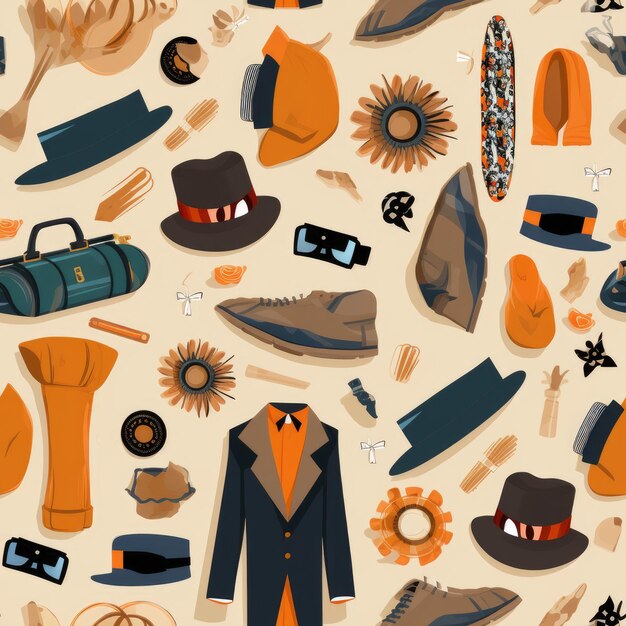 Premium Photo Fashion Clothing Accessories Stylish Seamless Pattern