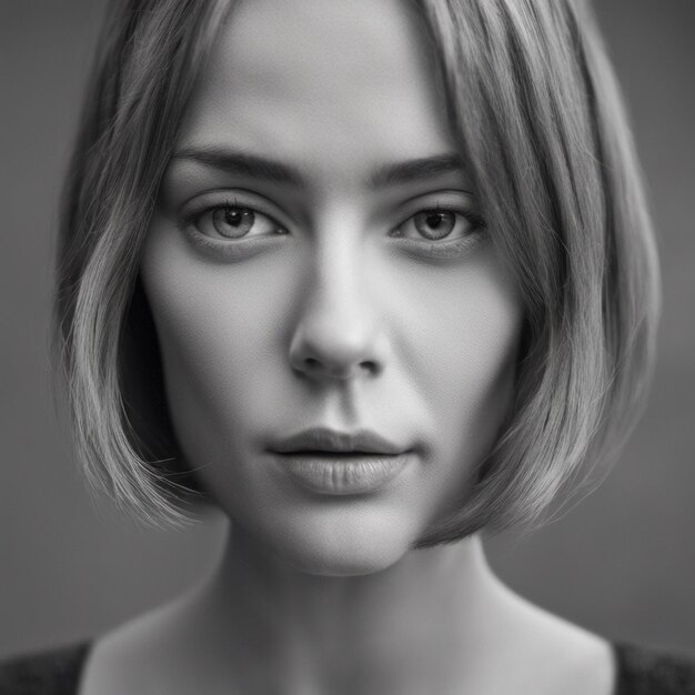Premium Ai Image Fashion Hairstyle Glamour Young Woman Portrait Bob Cut Hairstyle Beautiful
