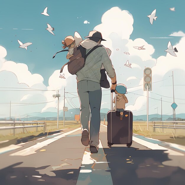 Father with child father and son Father's day illustration with parent ... Father with child father and son Father's day illustration with parent ...