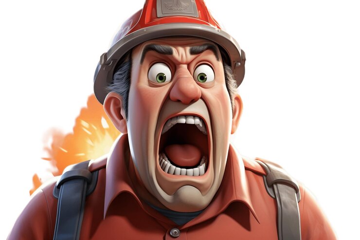 Premium AI Image | Fearful Firefighter Cartoon Character on a ... Premium AI Image | Fearful Firefighter Cartoon Character on a ...