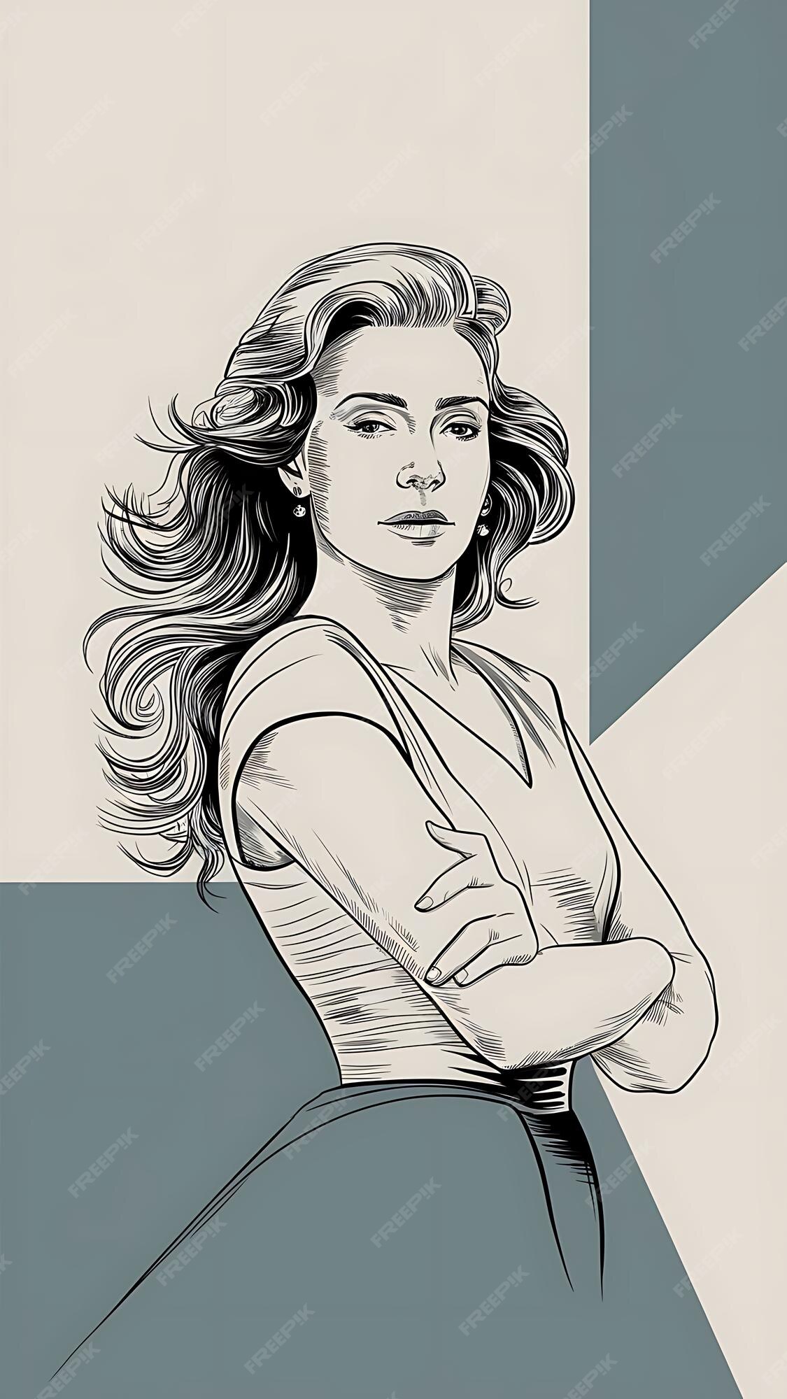 Premium Photo Female Line Art Line Drawing Woman Poster
