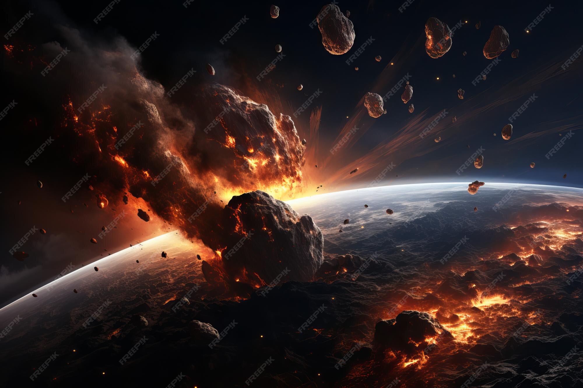 Premium Photo | Fiery Meteors hit earth Generate Ai Premium Photo | Fiery Meteors hit earth Generate Ai