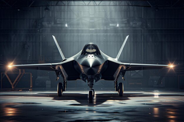 A fighter jet in a hangar | Premium AI-generated image A fighter jet in a hangar | Premium AI-generated image