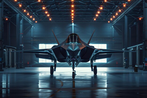 Premium Photo | A fighter jet in a hangar Premium Photo | A fighter jet in a hangar