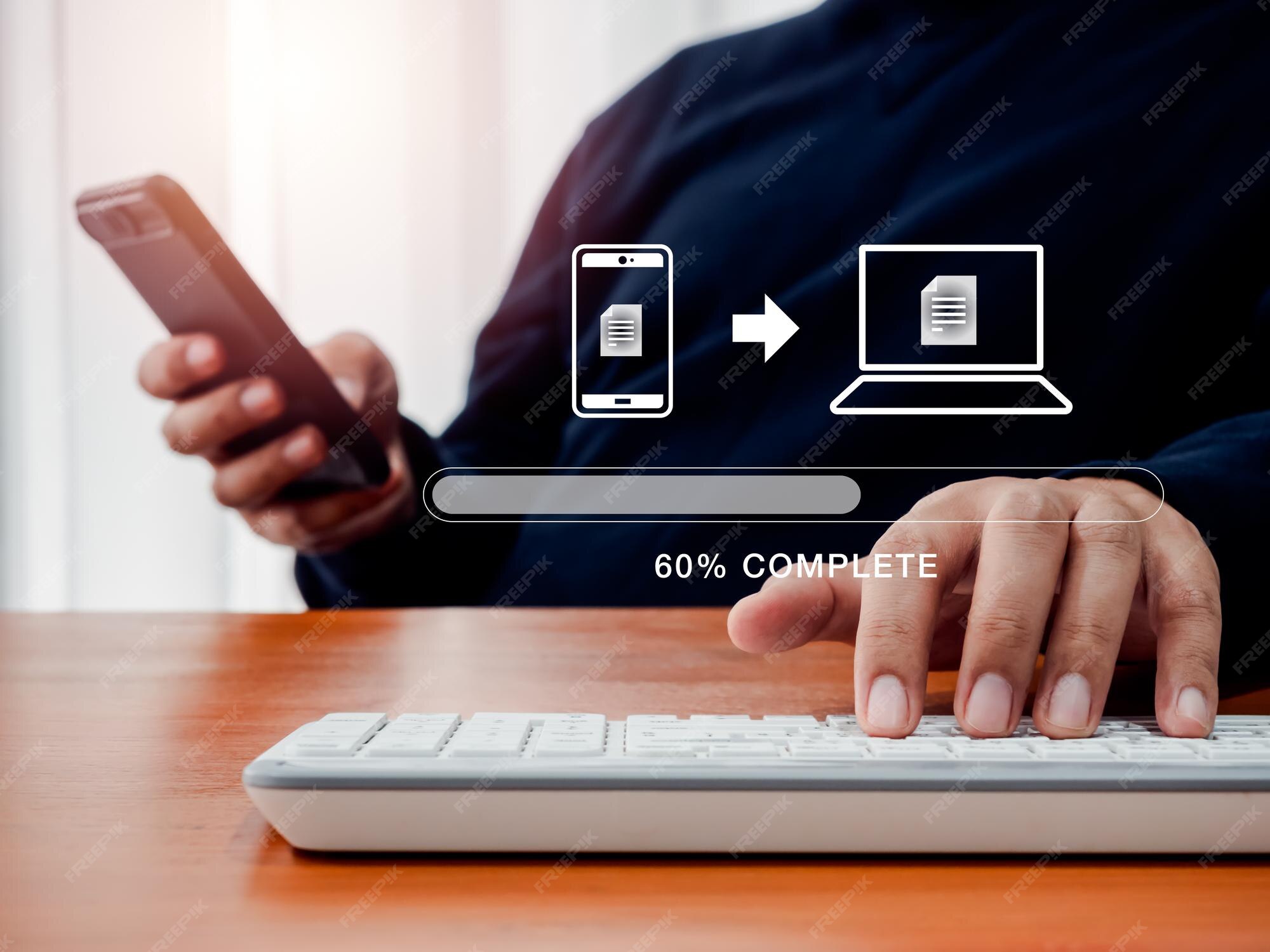 Premium Photo File Transfer Data Migration Transmission Backup Files Concept Loading Progress