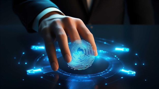 Premium Photo | Fingerprint scan provides security access Businessman ... Premium Photo | Fingerprint scan provides security access Businessman ...